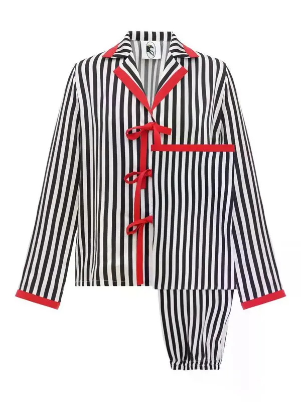 Sleeper The Bow Striped Pajama - Black