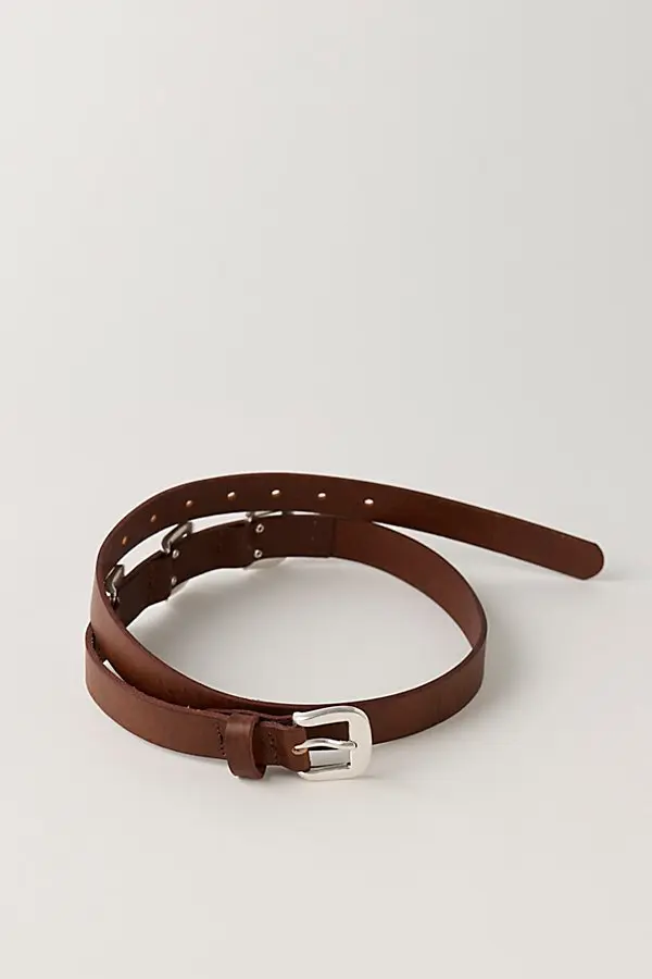 Free People Bronte Buckle Leather Belt - Mocha