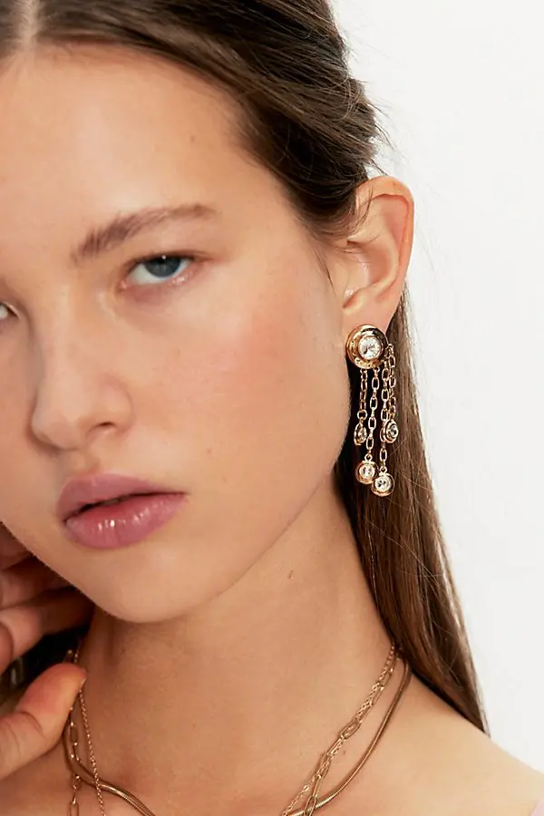 Free People Hidden Gem Statement Earrings - Gold