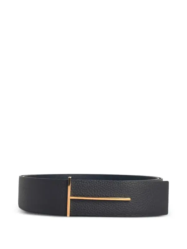 TOM FORD Grained Leather Slim T Reversible Belt - Brown