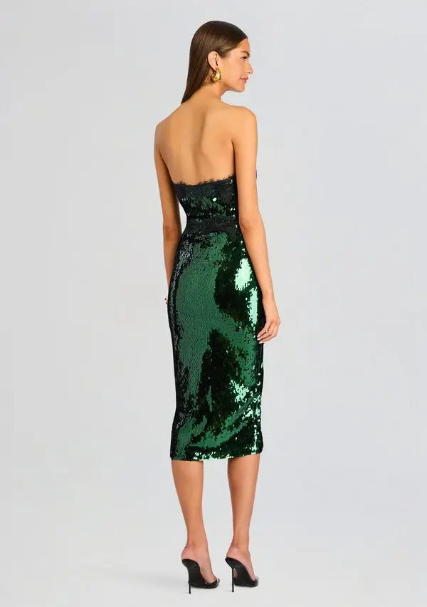 Retrofete Ellen Sequin Midi Dress - Pine