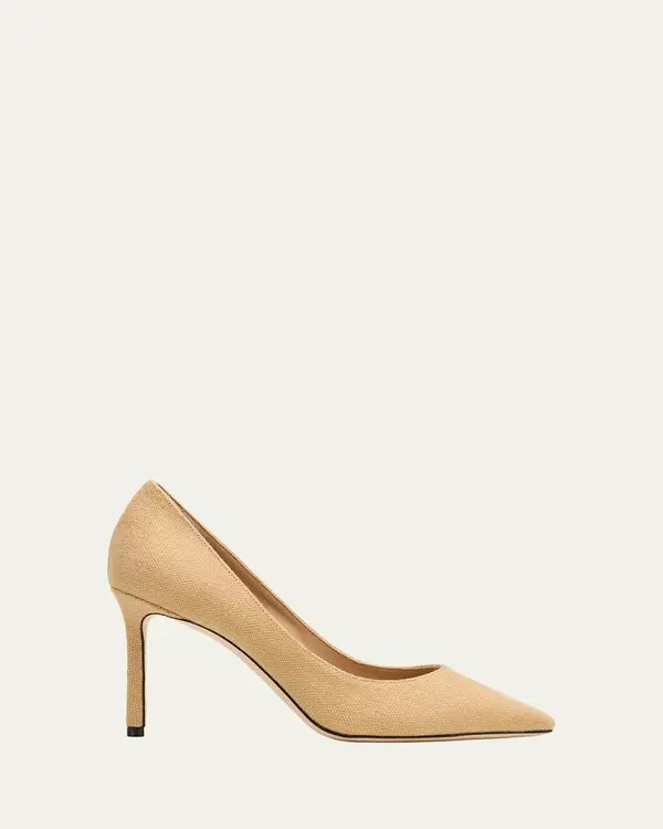 JIMMY CHOO 85mm Romy Raffia Pointed-toe Pumps