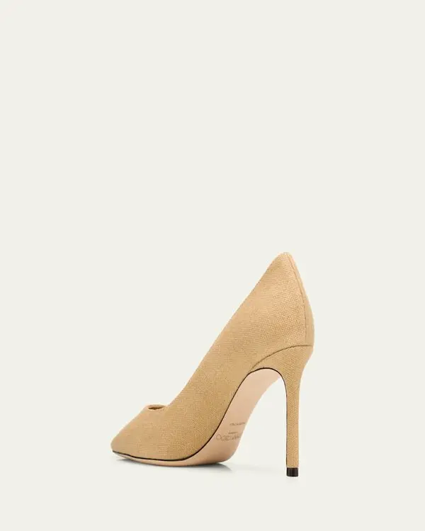 JIMMY CHOO 85mm Romy Raffia Pointed-toe Pumps