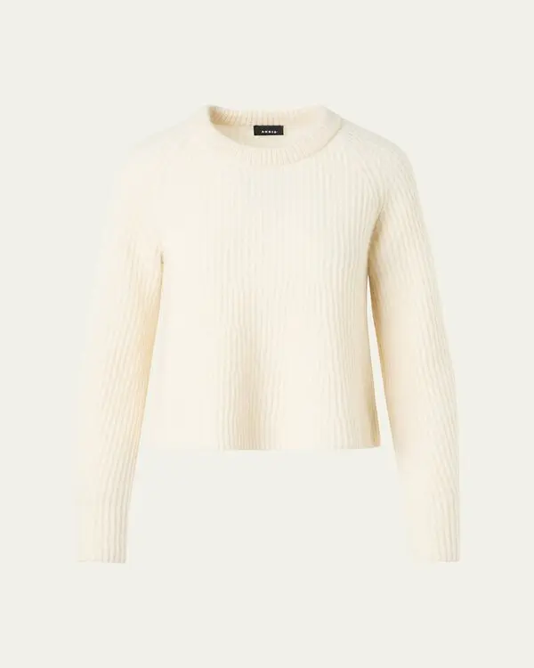 Akris Cashmere And Silk Ribbed Knit Sweater - Ecru