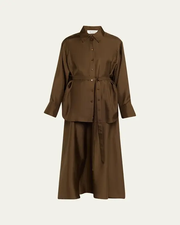 RÓHE Long-sleeve Silk Shirtdress