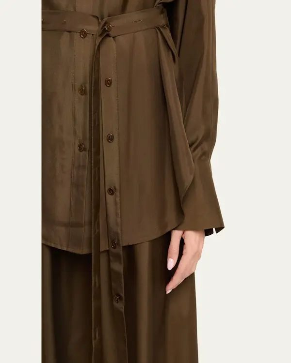RÓHE Long-sleeve Silk Shirtdress