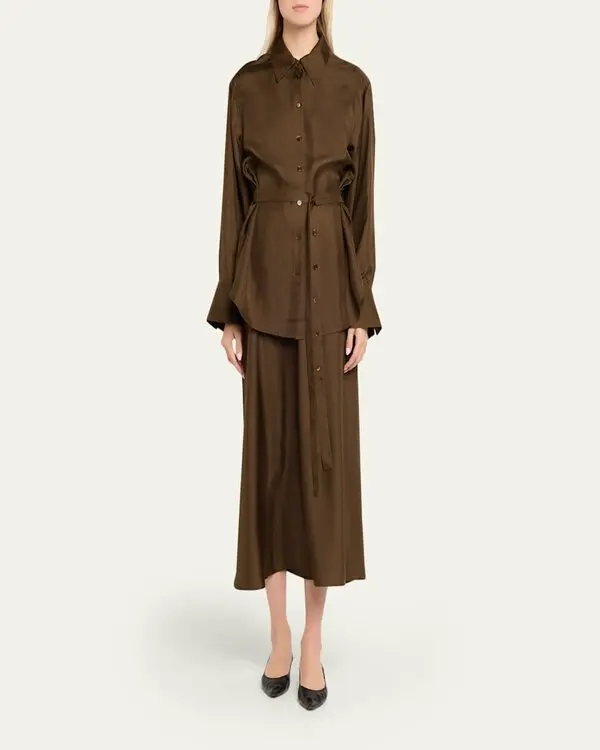 RÓHE Long-sleeve Silk Shirtdress