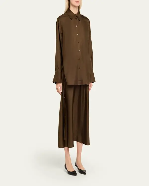 RÓHE Long-sleeve Silk Shirtdress