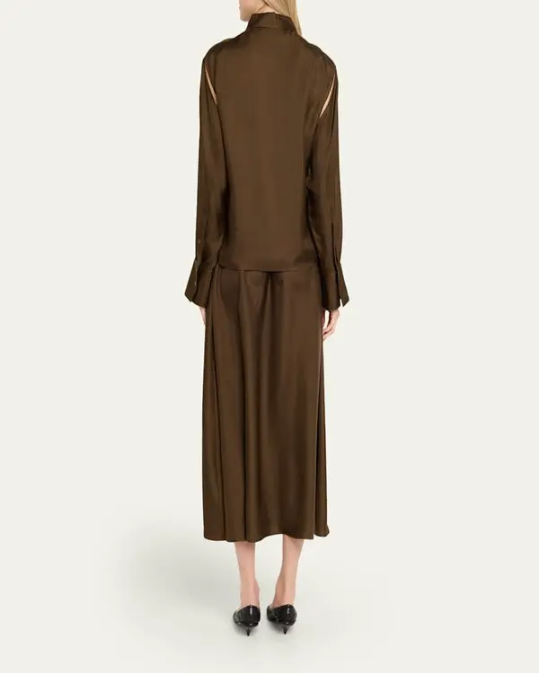 RÓHE Long-sleeve Silk Shirtdress
