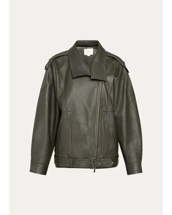Vince Oversized Leather Aviator Jacket