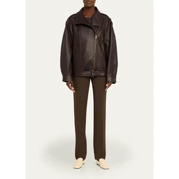 Vince Oversized Leather Aviator Jacket