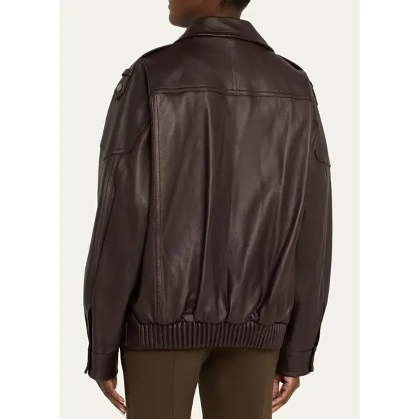 Vince Oversized Leather Aviator Jacket
