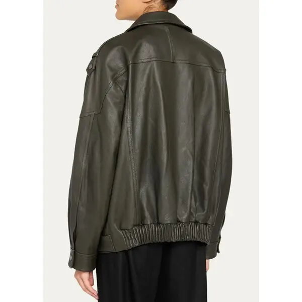 Vince Oversized Leather Aviator Jacket