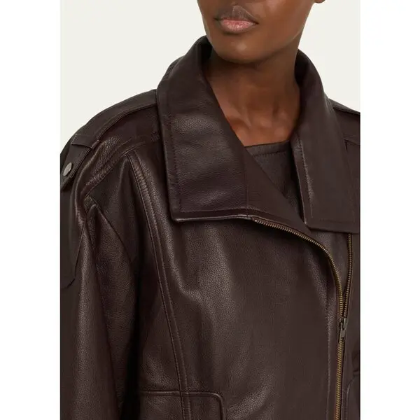 Vince Oversized Leather Aviator Jacket