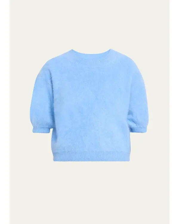 LISA YANG Juniper Brushed Cashmere Sweater - Azure
