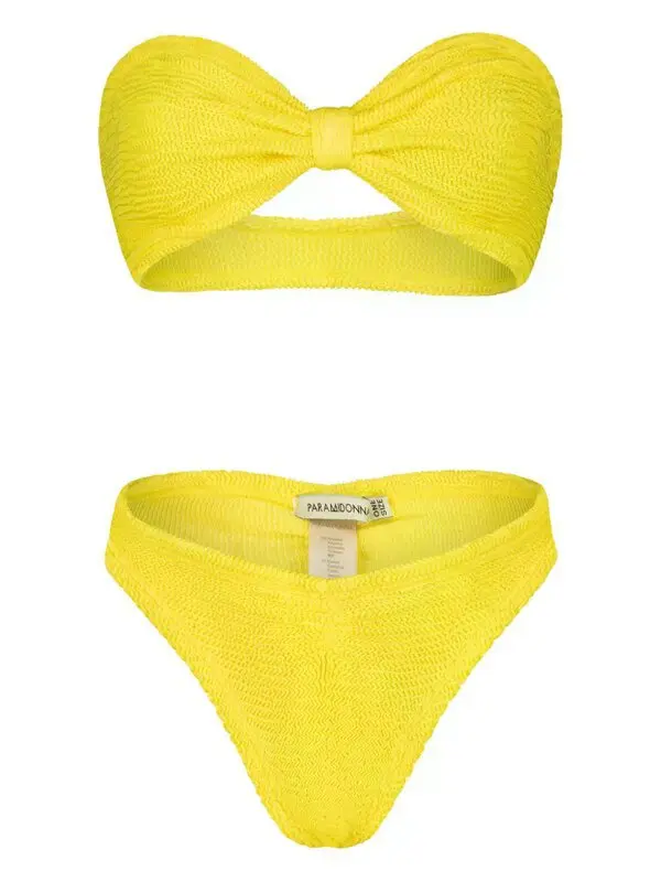 PARAMIDONNA Lucy Knot Textured Two Piece Swimsuit - Yellow