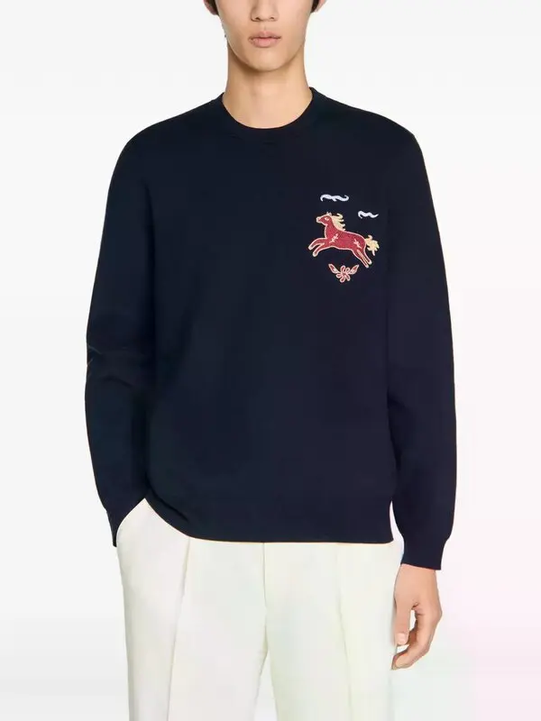Sandro Round-neck Sweatshirt - Blue