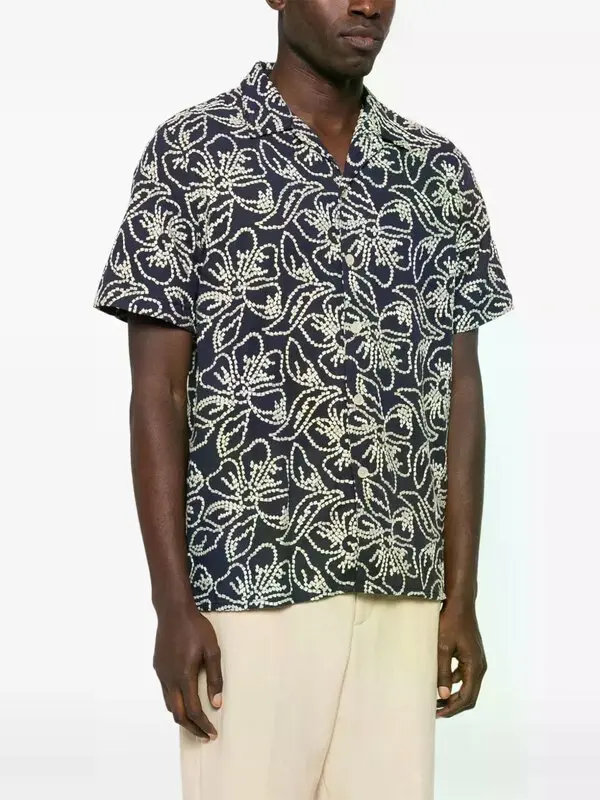 Paul Smith Floral-embroidery Shirt - Blue