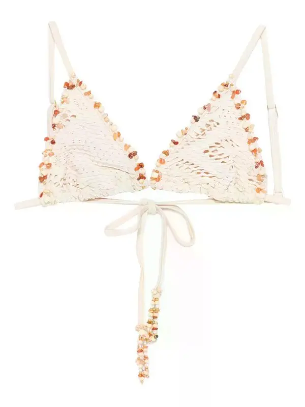 PatBO Beaded Bikini Top - Neutrals