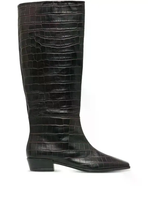 SUMMERY COPENHAGEN Pointed-toe Crocodile-effect Knee-high Boots