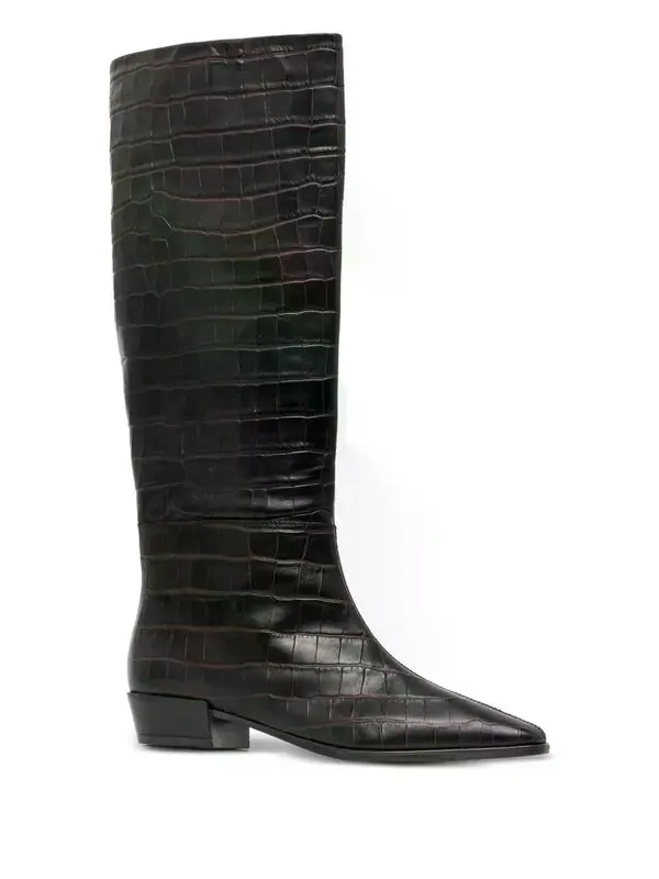 SUMMERY COPENHAGEN Pointed-toe Crocodile-effect Knee-high Boots