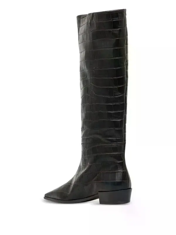 SUMMERY COPENHAGEN Pointed-toe Crocodile-effect Knee-high Boots