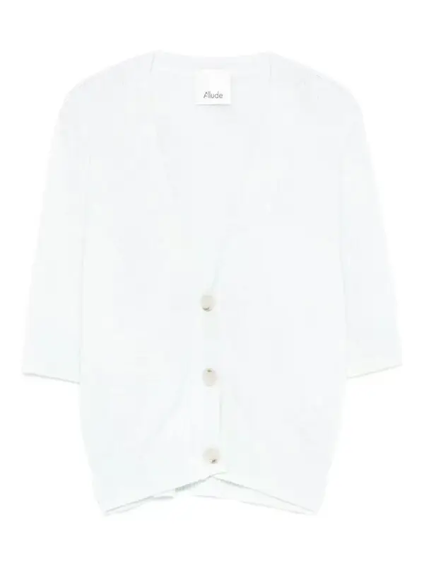 ALLUDE Button Short-sleeve Cardigan - White