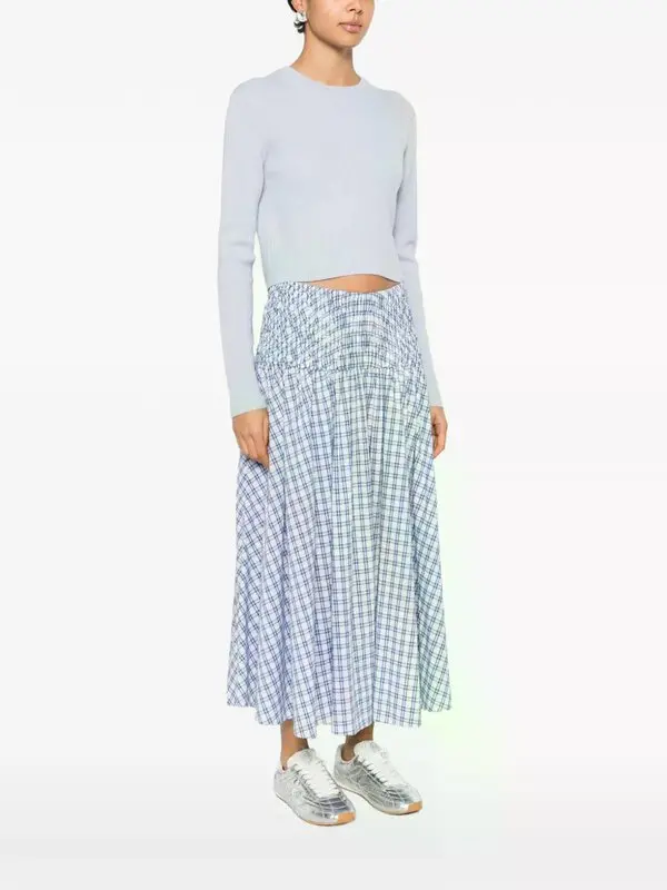 Maje Ribbed Knit Cropped Sweater - Blue