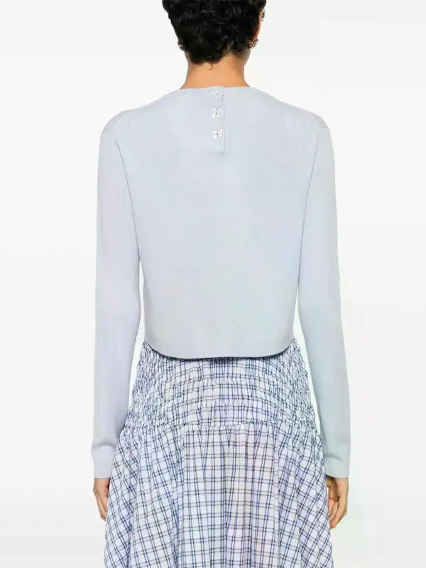 Maje Ribbed Knit Cropped Sweater - Blue