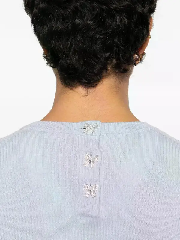 Maje Ribbed Knit Cropped Sweater - Blue