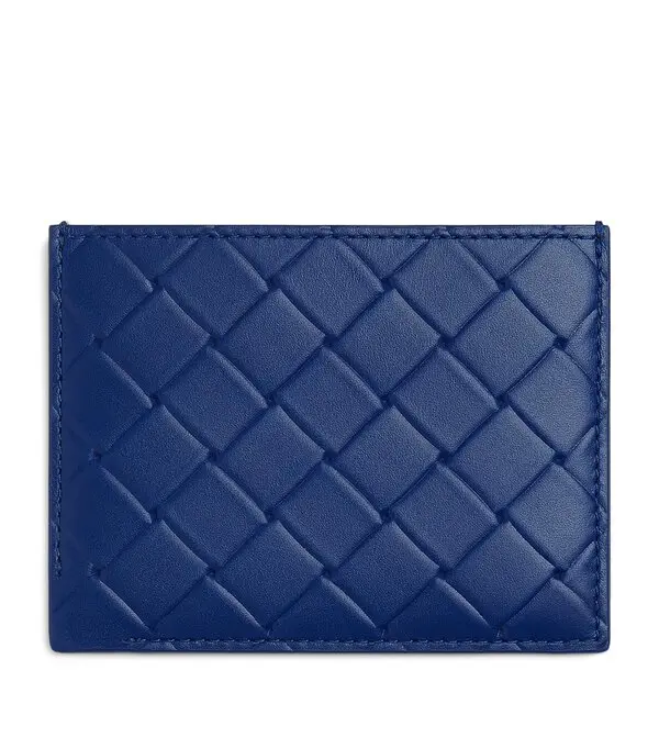 Bottega Veneta Leather Intrecciato Card Holder - Blue