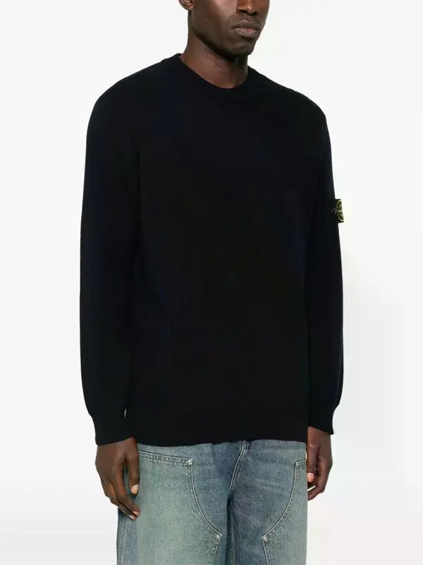 Stone Island Ribbed Patch Sweater - Blue