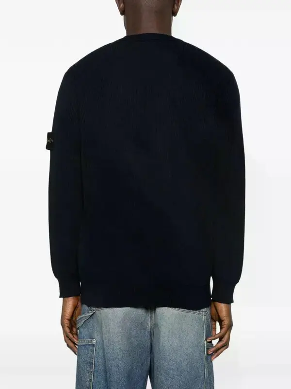 Stone Island Ribbed Patch Sweater - Blue
