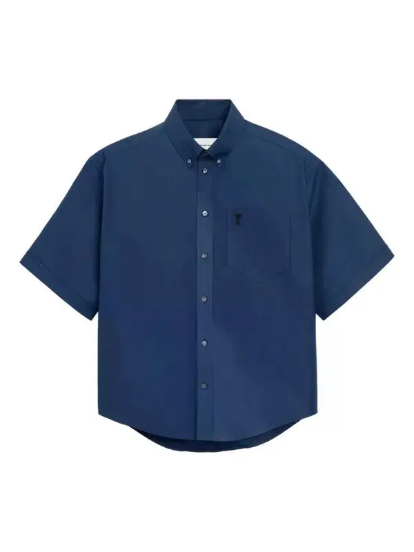Ami Button-down Embroidered Shirt - Blue