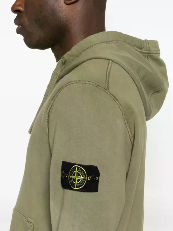 Stone Island Pouch Pocket Hooded Sweatshirt - Green