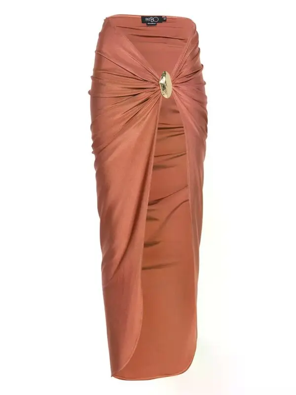 PatBO Gold-tone Draped Sarong - Brown
