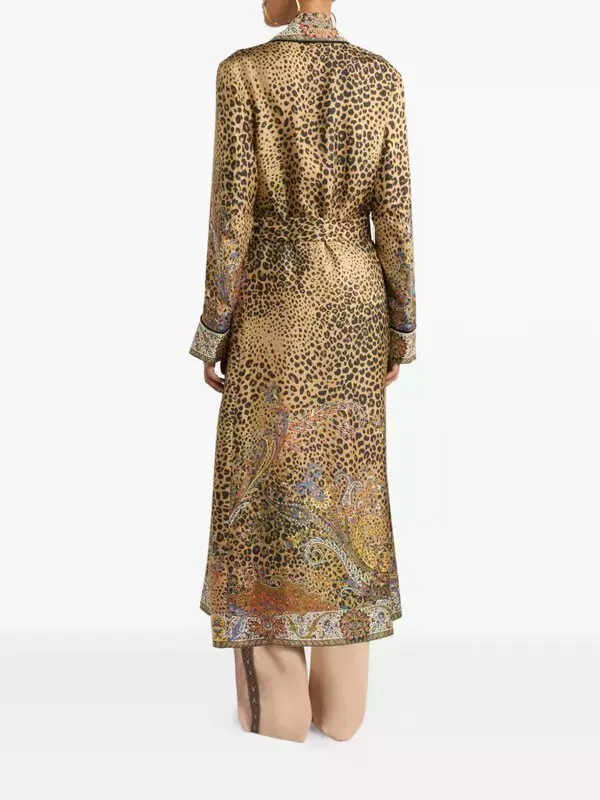 Etro Silk Robe Coat With Paisley And Animal Motif