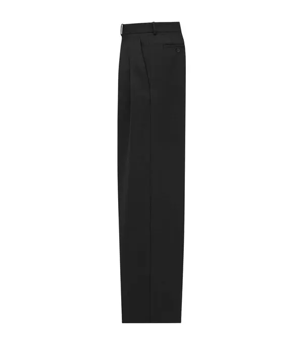 Saint Laurent Wool Chiné Trousers - Black