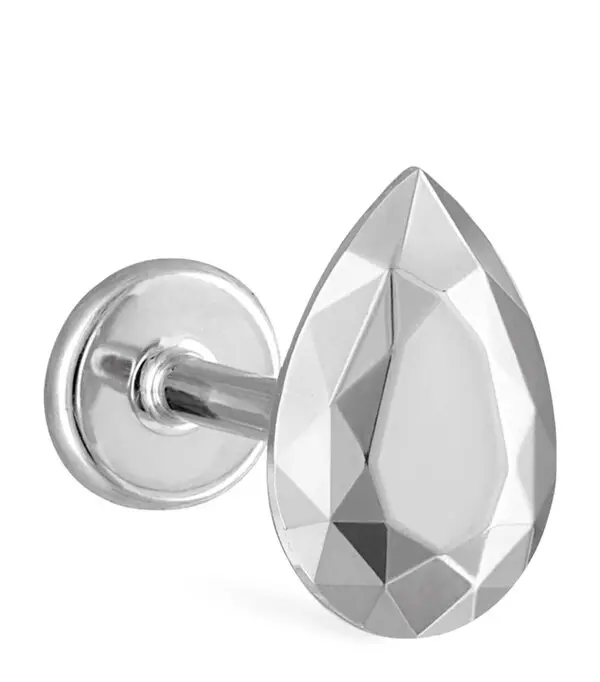 MARIA TASH Faceted Pear Threaded Stud Earring - White