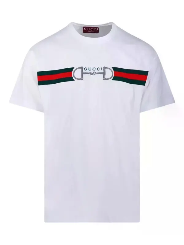 Gucci Horsebit-embroidered Stripe-detail T-shirt - White