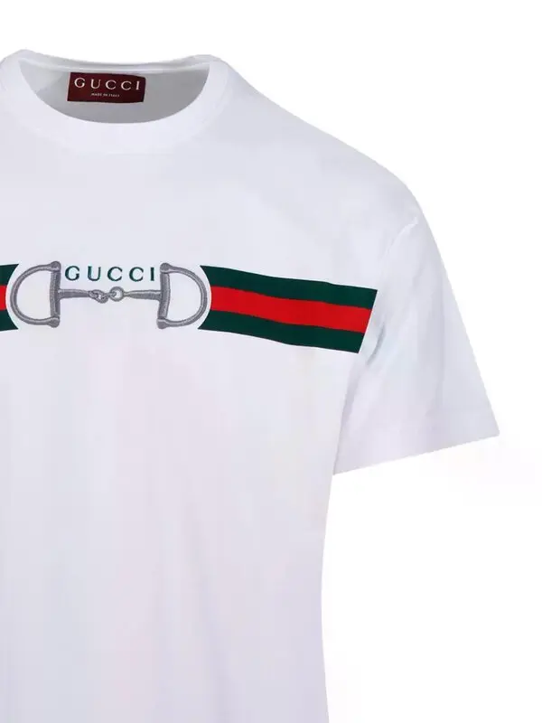 Gucci Stripe Horsebit-Detail T-Shirt - White | Editorialist