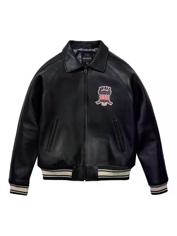 AVIREX Appliquéd Bomber Jacket - Black