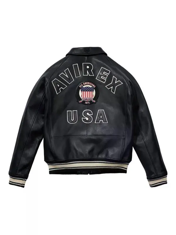 AVIREX Appliquéd Bomber Jacket - Black