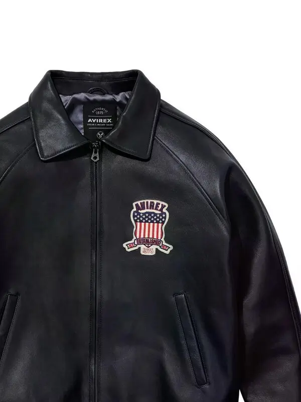 AVIREX Appliquéd Bomber Jacket - Black