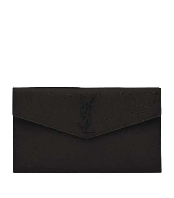 Saint Laurent Leather Uptown Clutch - Black
