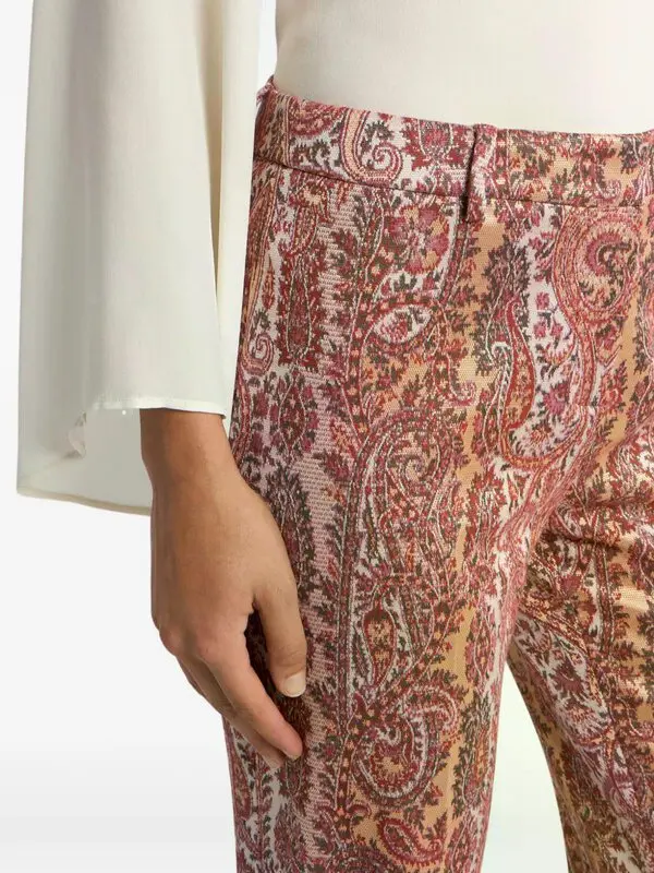 Etro Jacquard Paisley-foliage Trousers - Red