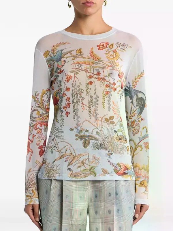 Etro Flora Fauna-motif Top - White