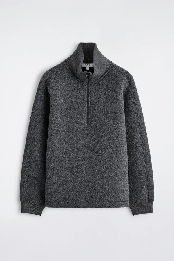 Cos Oversized Felted Scuba Mock-neck Sweater