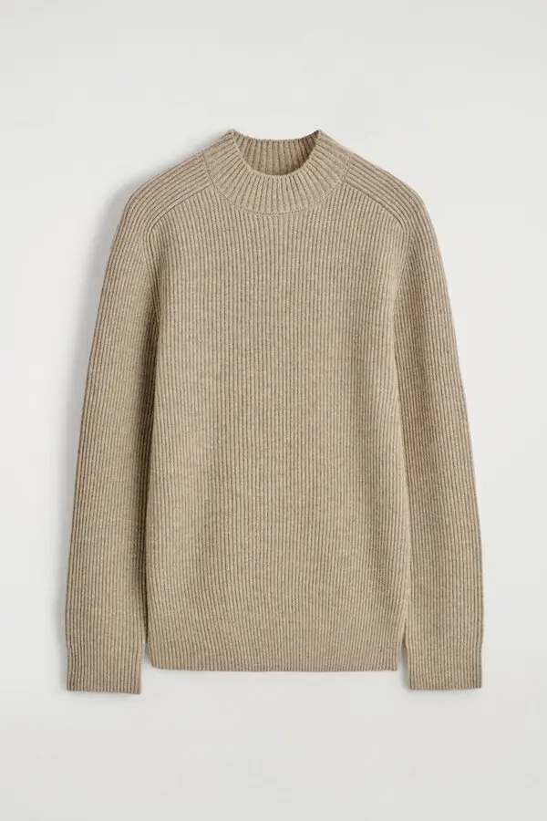 Cos Ribbed Wool Mock-neck Sweater