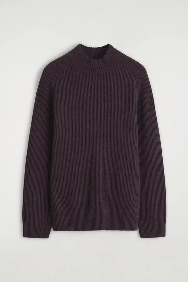 Cos Ribbed Wool Mock-neck Sweater - Red